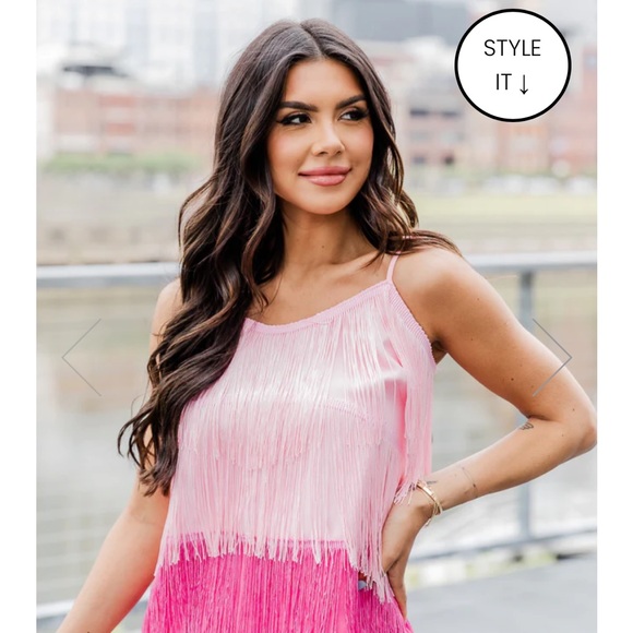 Pink Lily | Tops | New Pink Lily Medium Pink Fringe Top | Poshmark